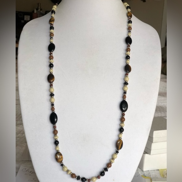 Chaps | Jewelry | Chaps Tigers Eye Black Onyx Gemstones In Silvertone ...